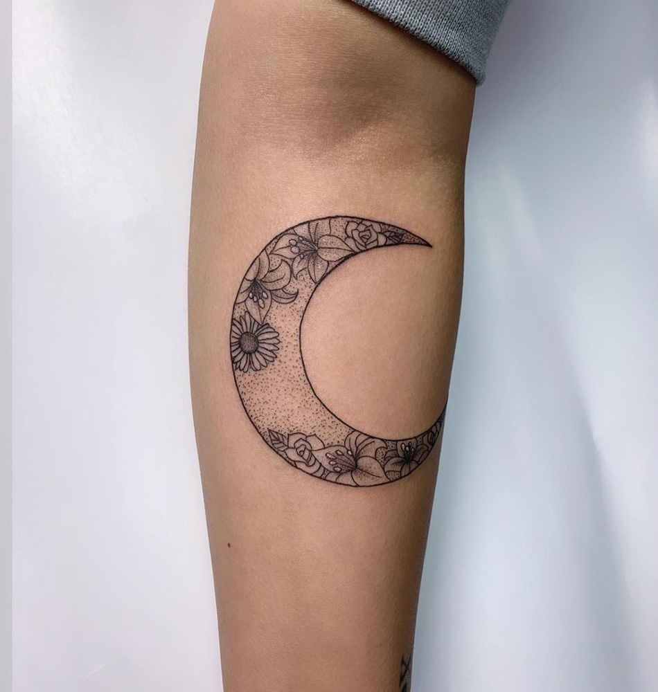 Moon forearm tattoo | Orangetattooshop.com