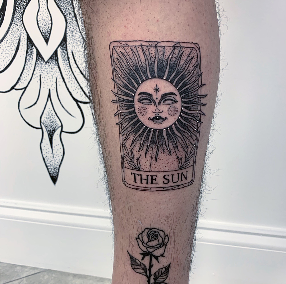Sun thigh tattoo - Bronctattooaus.com